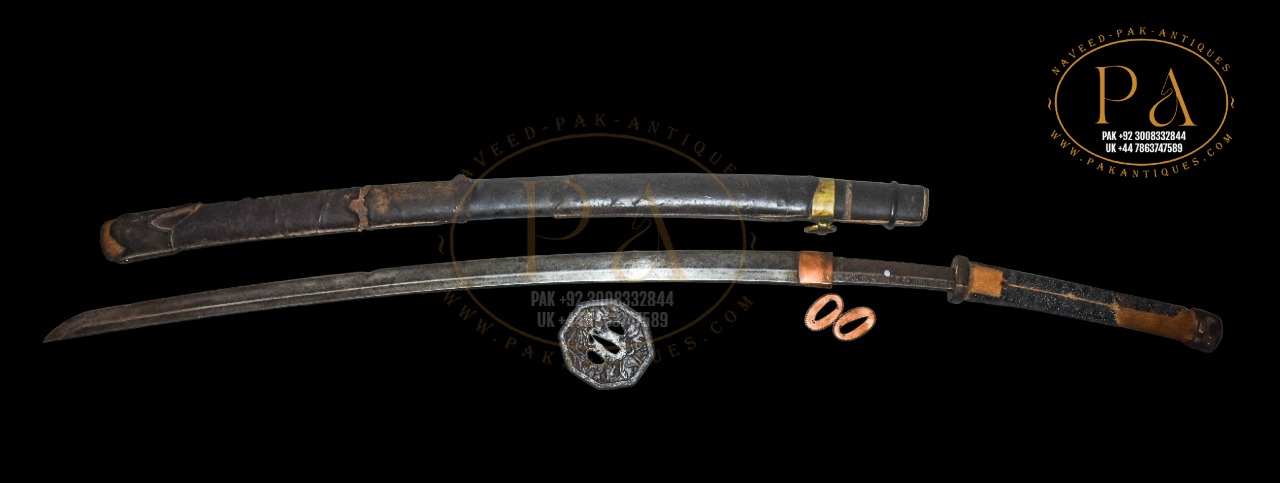 18th-19th century Japanese katana with signed blade and Gold inlaid ...