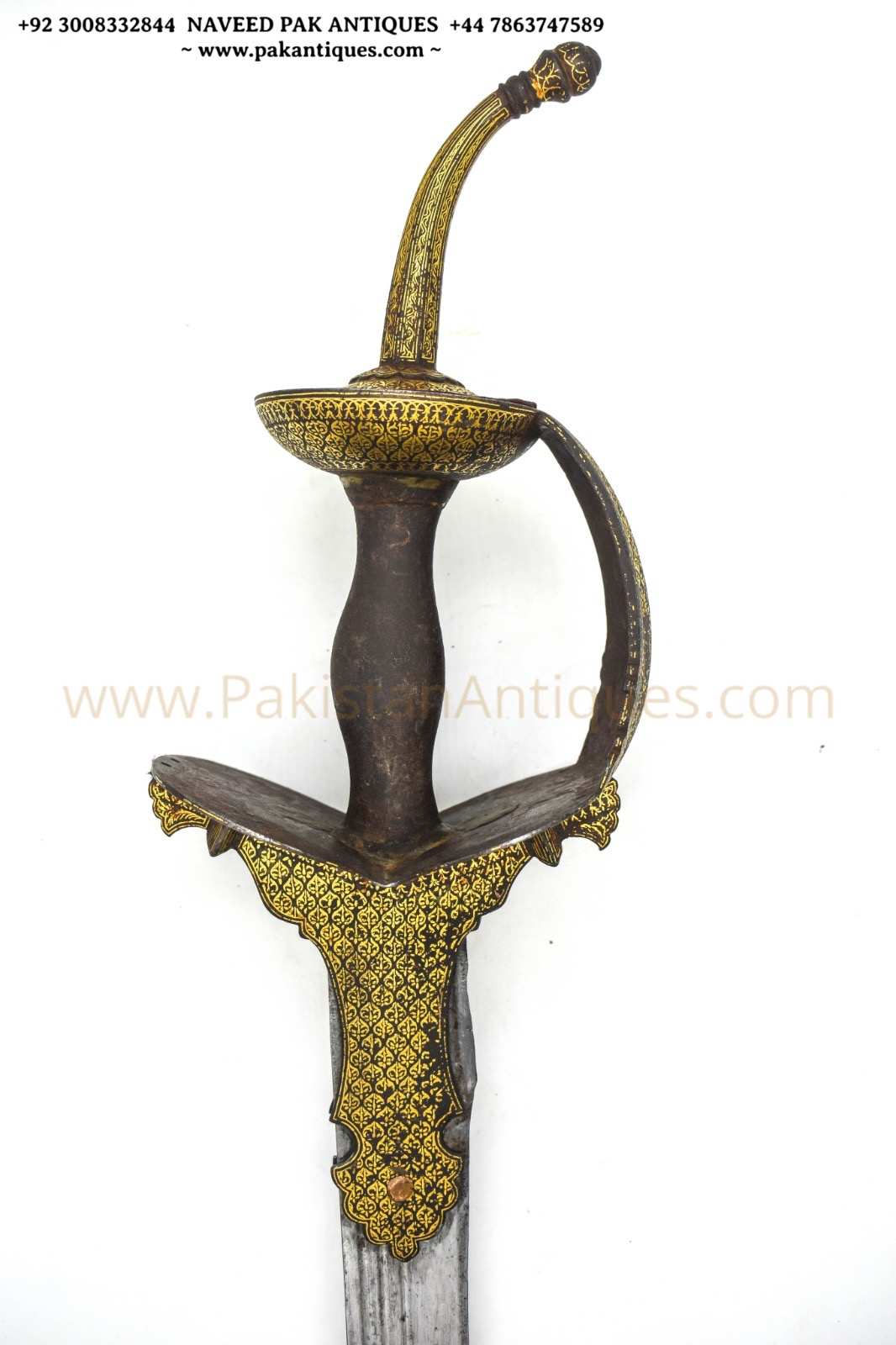 1700’s Mughal Sword with Gold koftgari work Basket Hilt grip | Pakistan ...