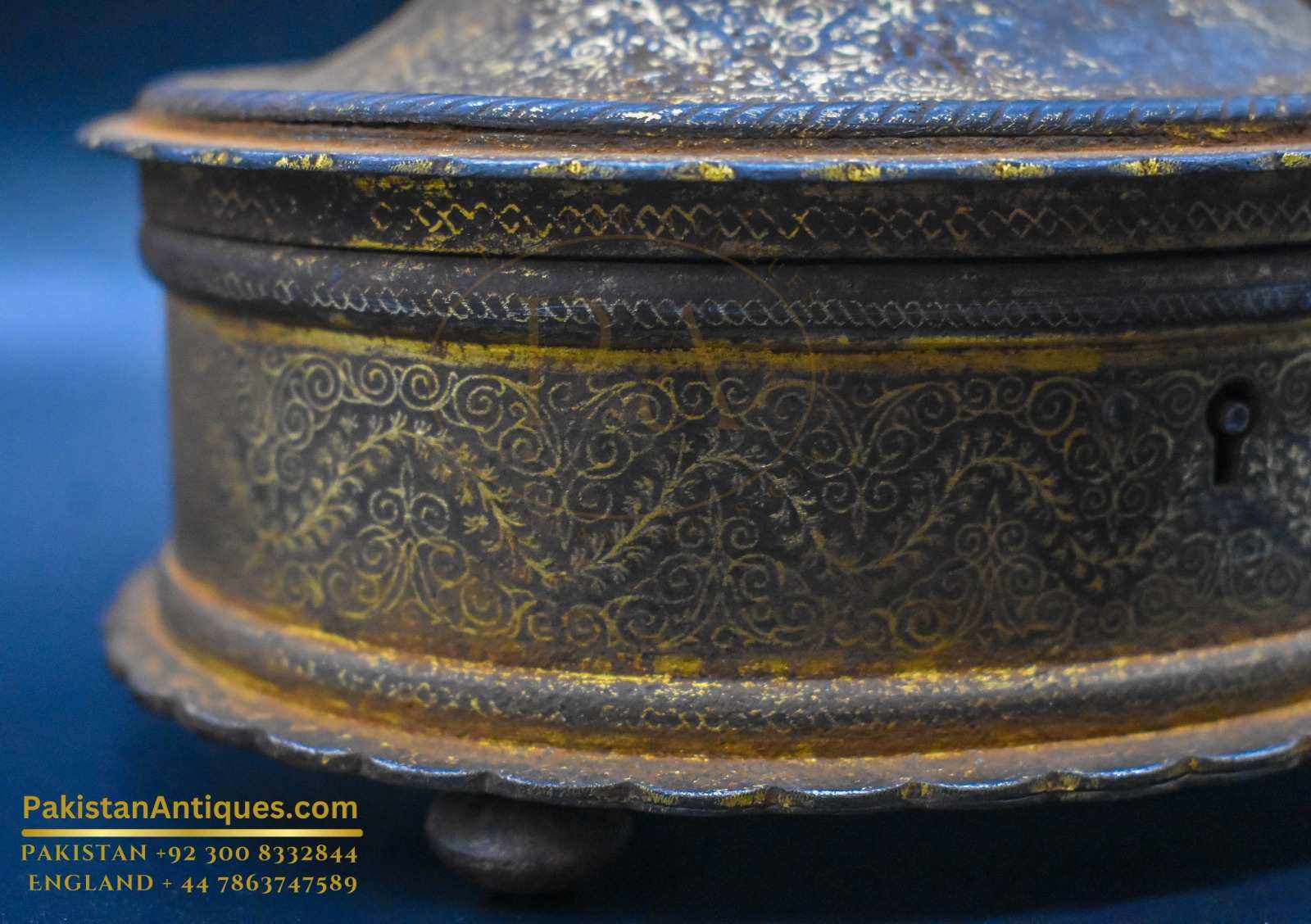 18th-19th century Gold kuftgari Box made of iron | Pakistan Antiques