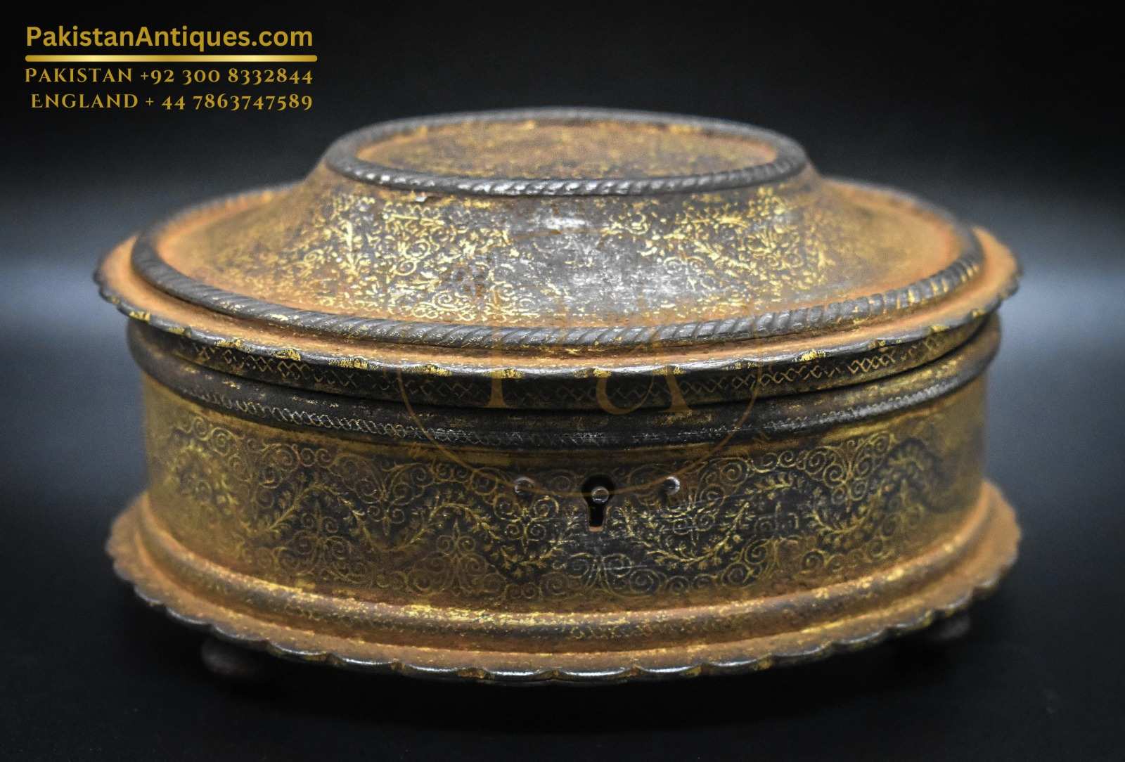 18th-19th century Gold kuftgari Box made of iron | Pakistan Antiques