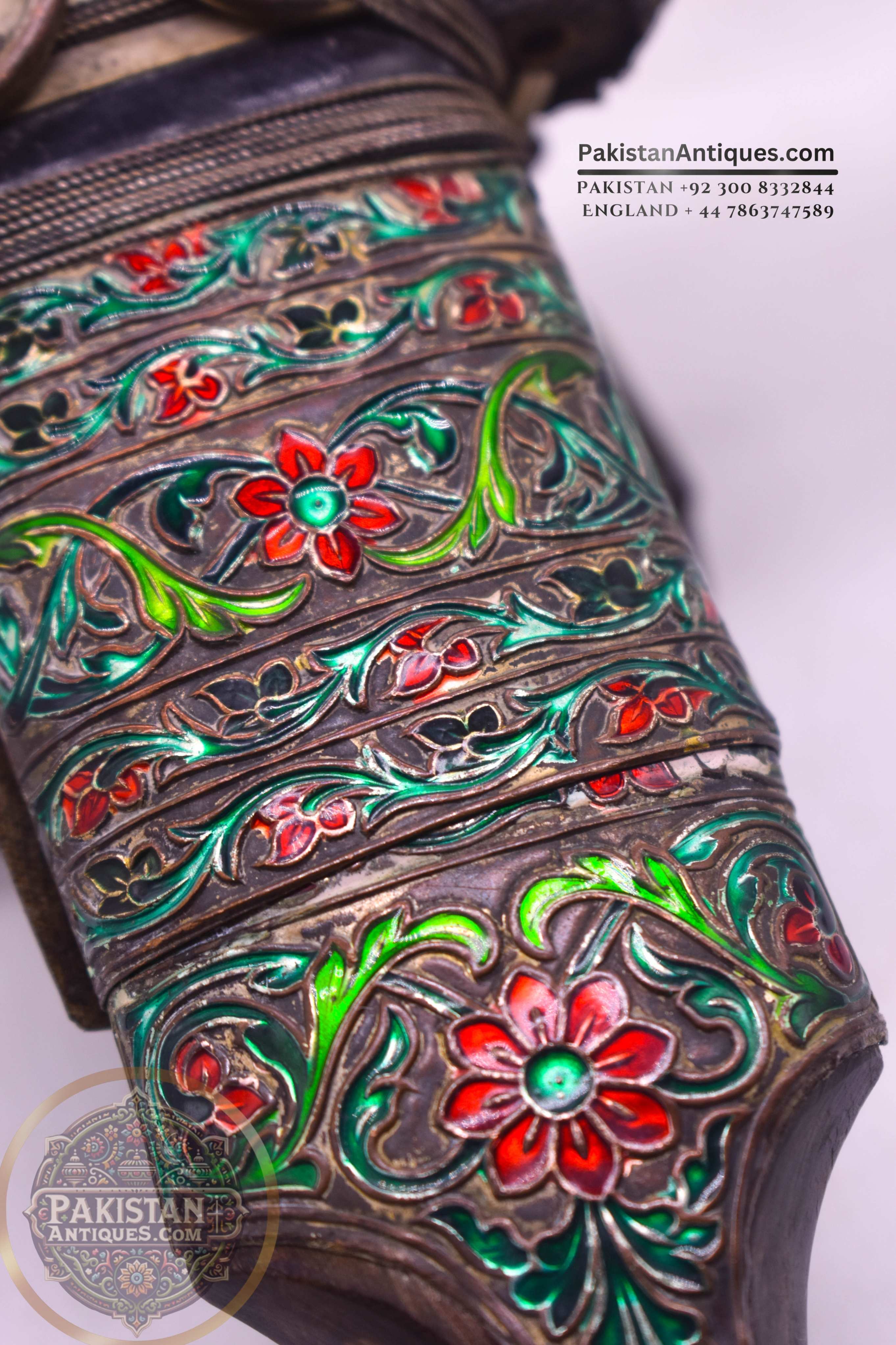 Exquisite 20th Century Yemeni Jambiya Featuring Intricate Floral Enamel ...