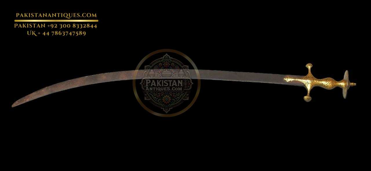 Exquisite Persian Sword with Gold Koftgari Work by Qazim Sherazi ...
