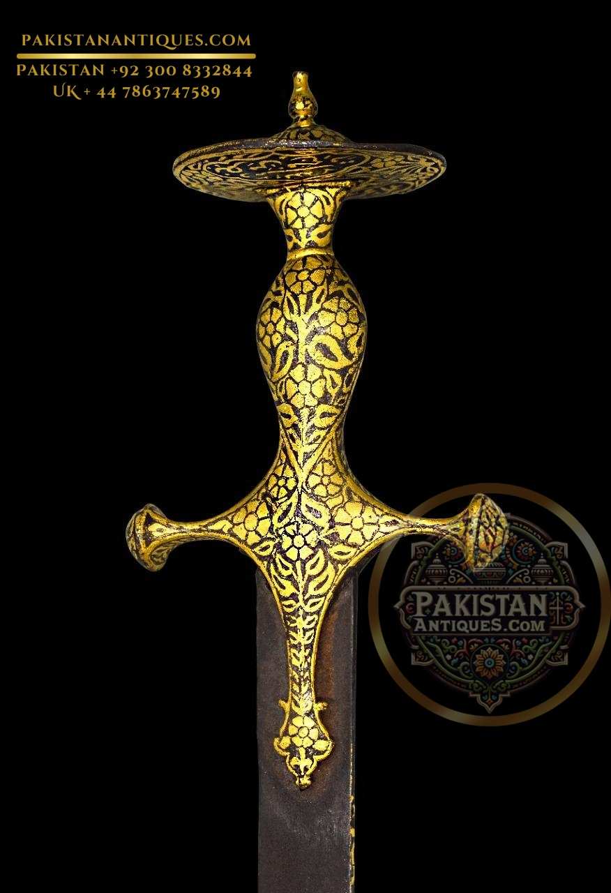Exquisite Persian Sword with Gold Koftgari Work by Qazim Sherazi ...