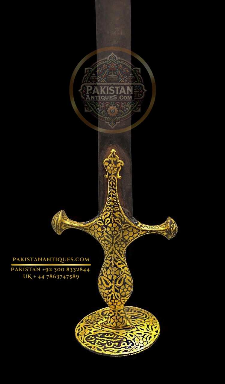 "Exquisite 19th Century Persian Sword with Gold Koftgari Work by Qazim ...