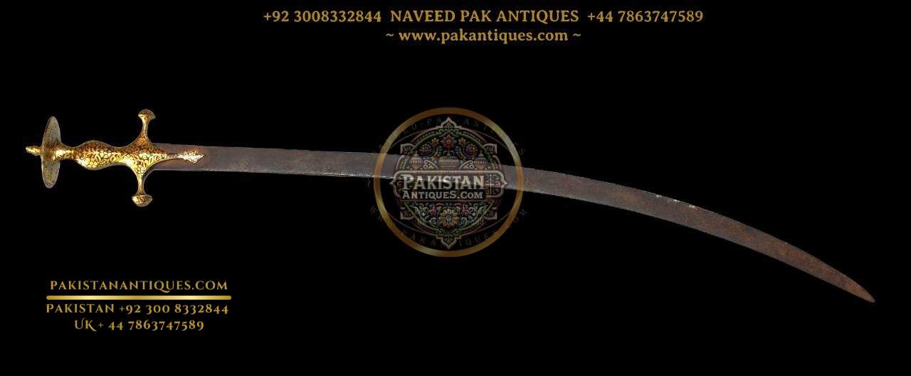 Exquisite Persian Sword with Gold Koftgari Work by Qazim Sherazi ...