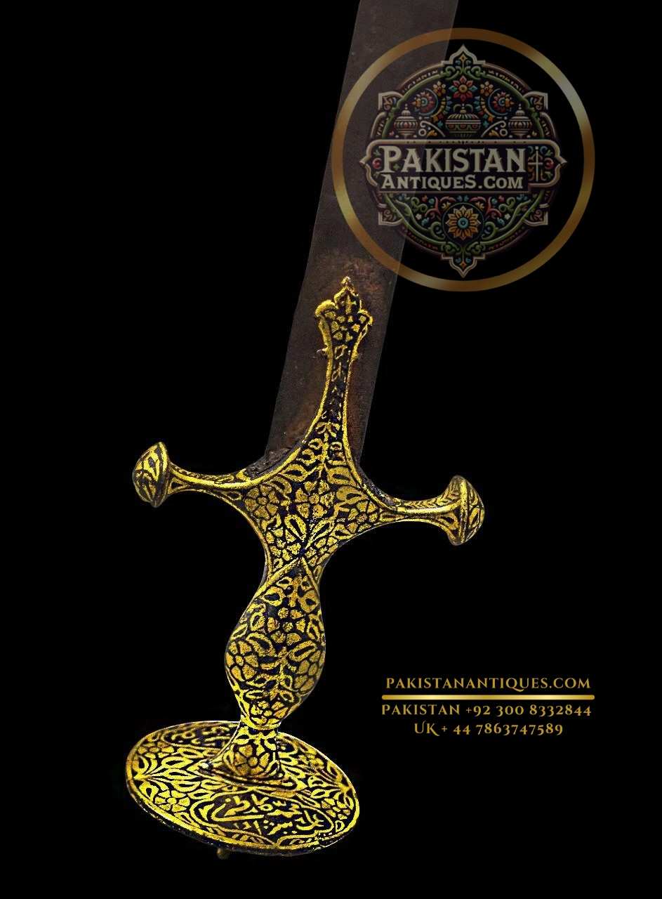 "Exquisite 19th Century Persian Sword with Gold Koftgari Work by Qazim ...