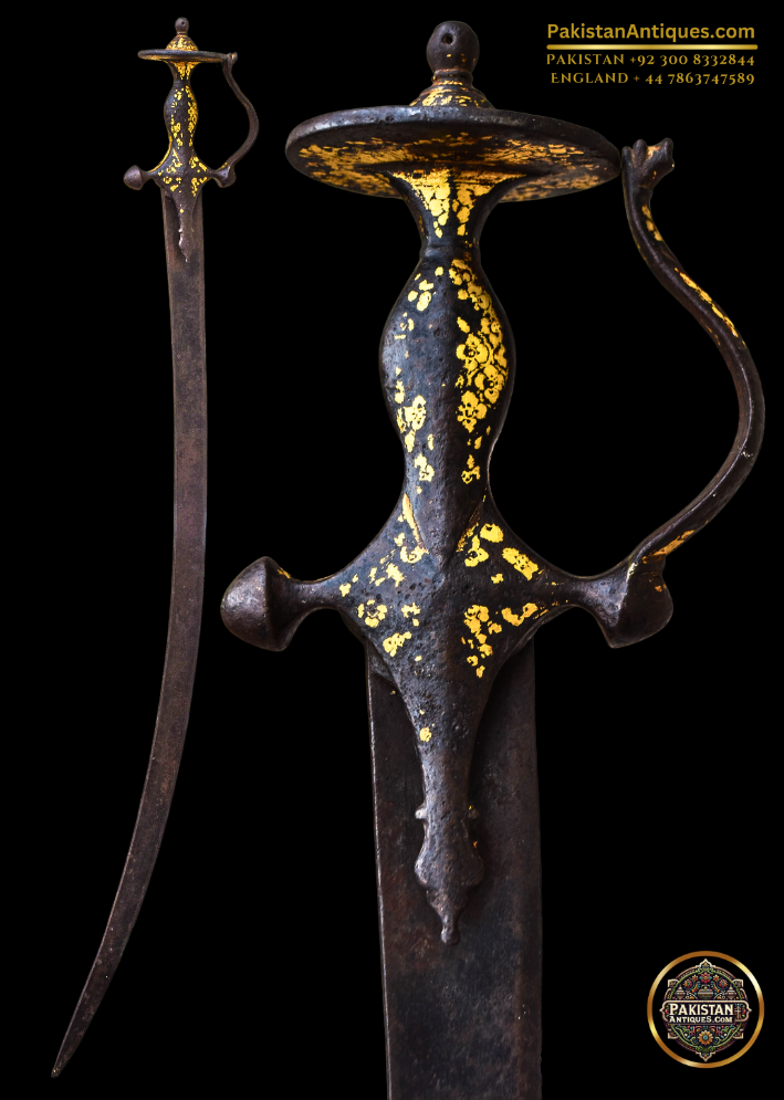 19th Century Mughal Sword with Fine Koftgari Gold Inlay and Arabic ...