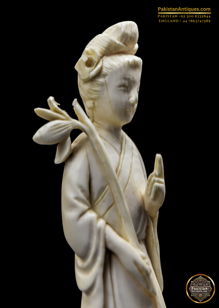 Chinese Carved Ivory of a Lady with a Sword | Pakistan Antiques
